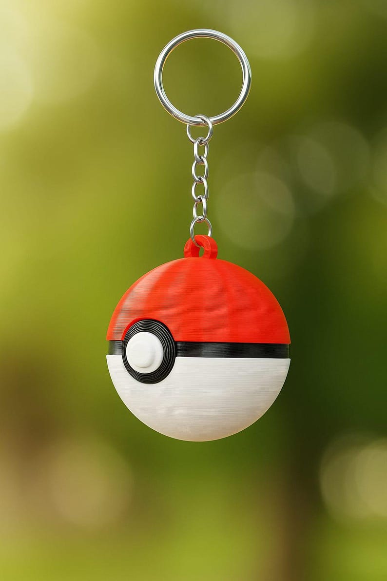 3D Printed Pokeball Keychain - Custom Pokemon Accessory - Gaming Fan ...