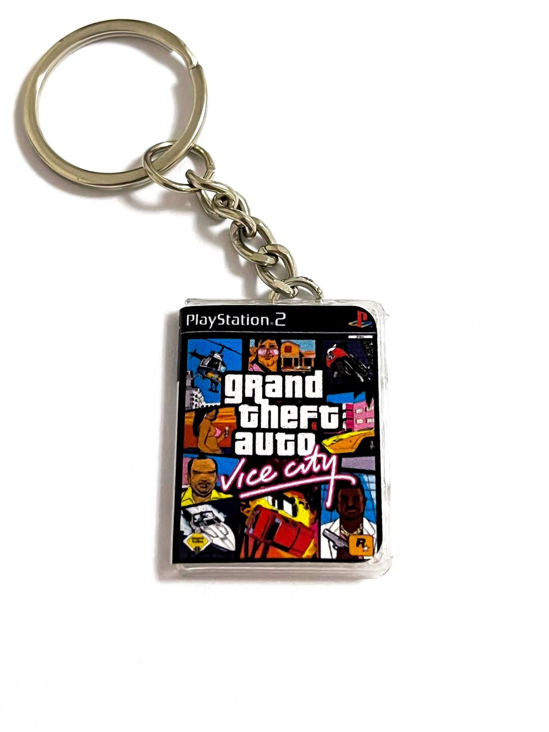 Gta Vice City Ps2 Retro Miniature Game Box Keychain - Etsy