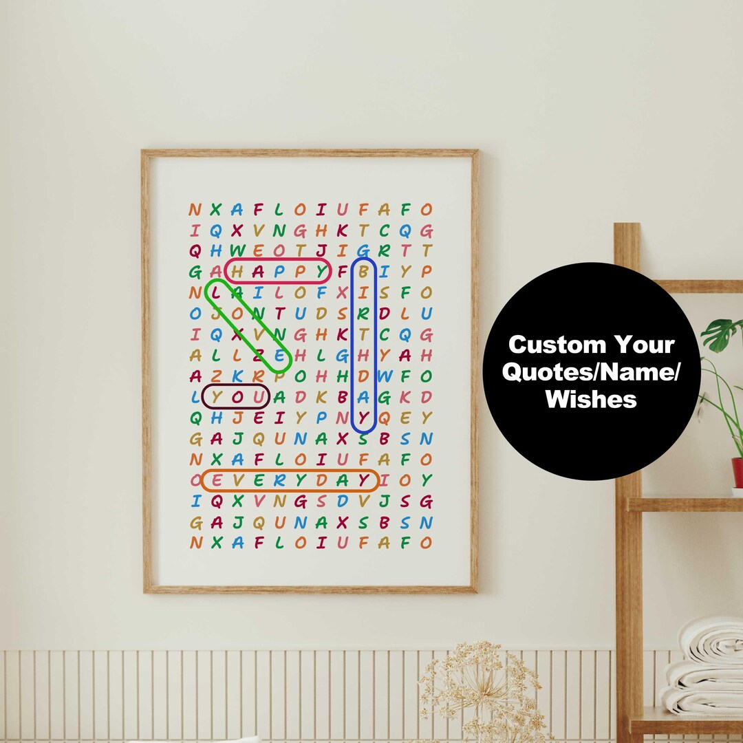 Custom Wishes & Rainbow Word Search Poster, Personalized Aesthetic ...