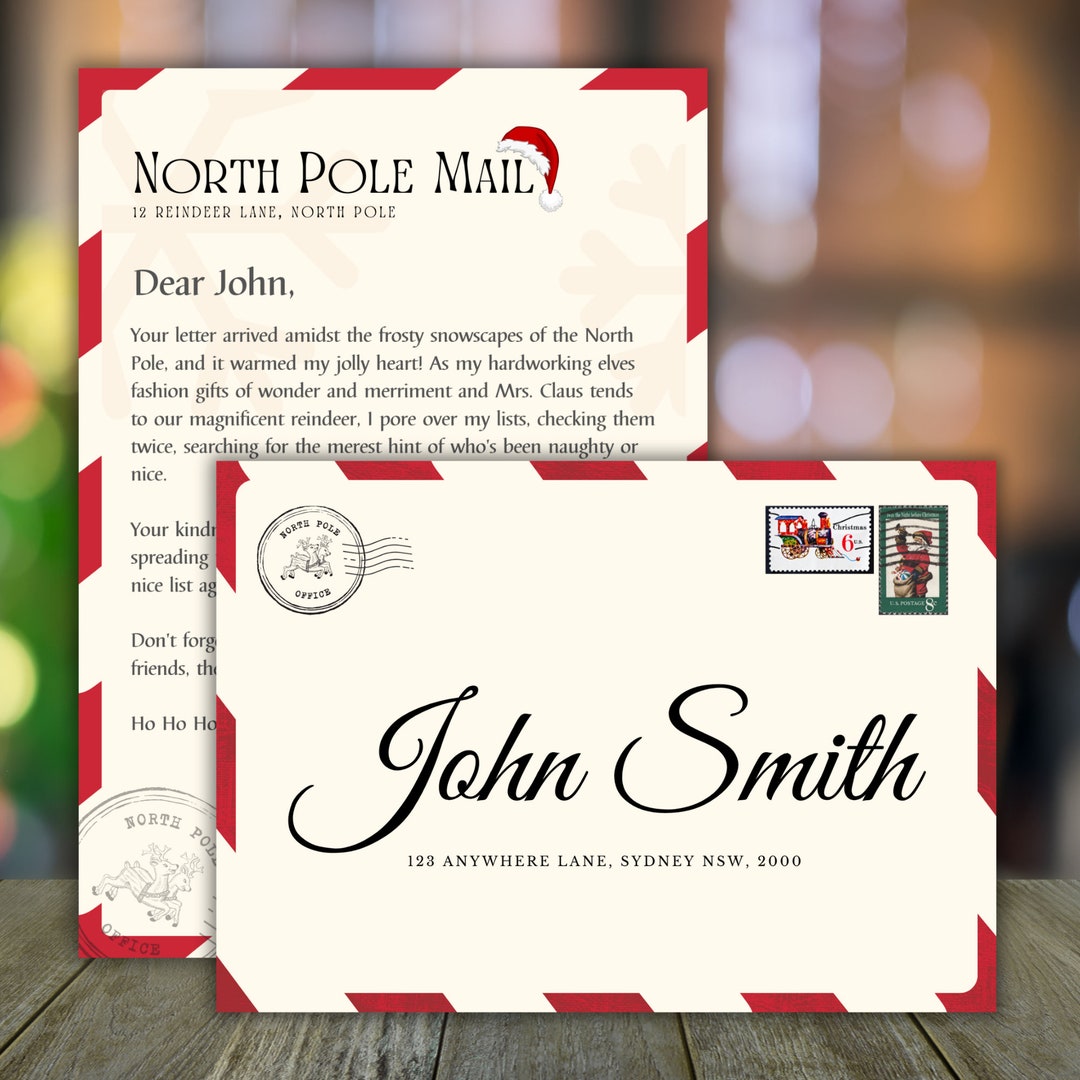 Personalised Printable Red Santa Letter With Matching Envelope - Etsy