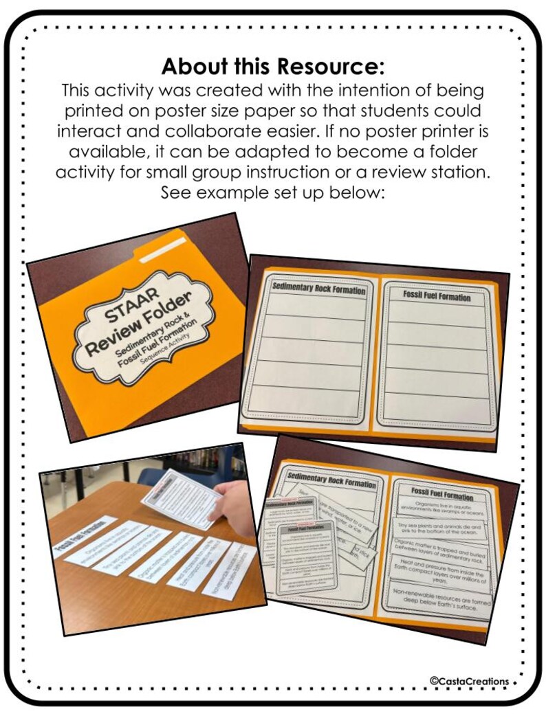 Sedimentary Rock & Fossil Fuel Formation - Sequence Activity for STAAR ...