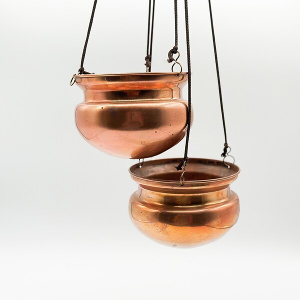 Vintage Hanging Copper Planter - Etsy