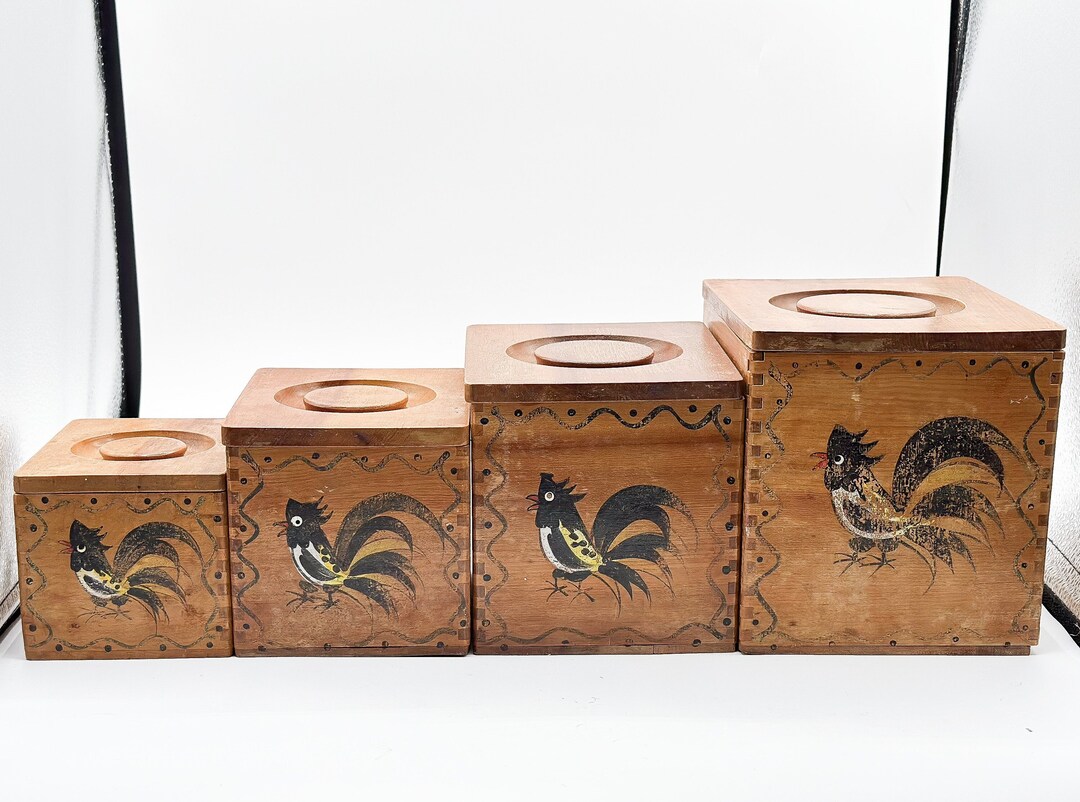 Vintage Rooster Wooden Nesting Boxes | Made in Japan Handmade Wooden ...