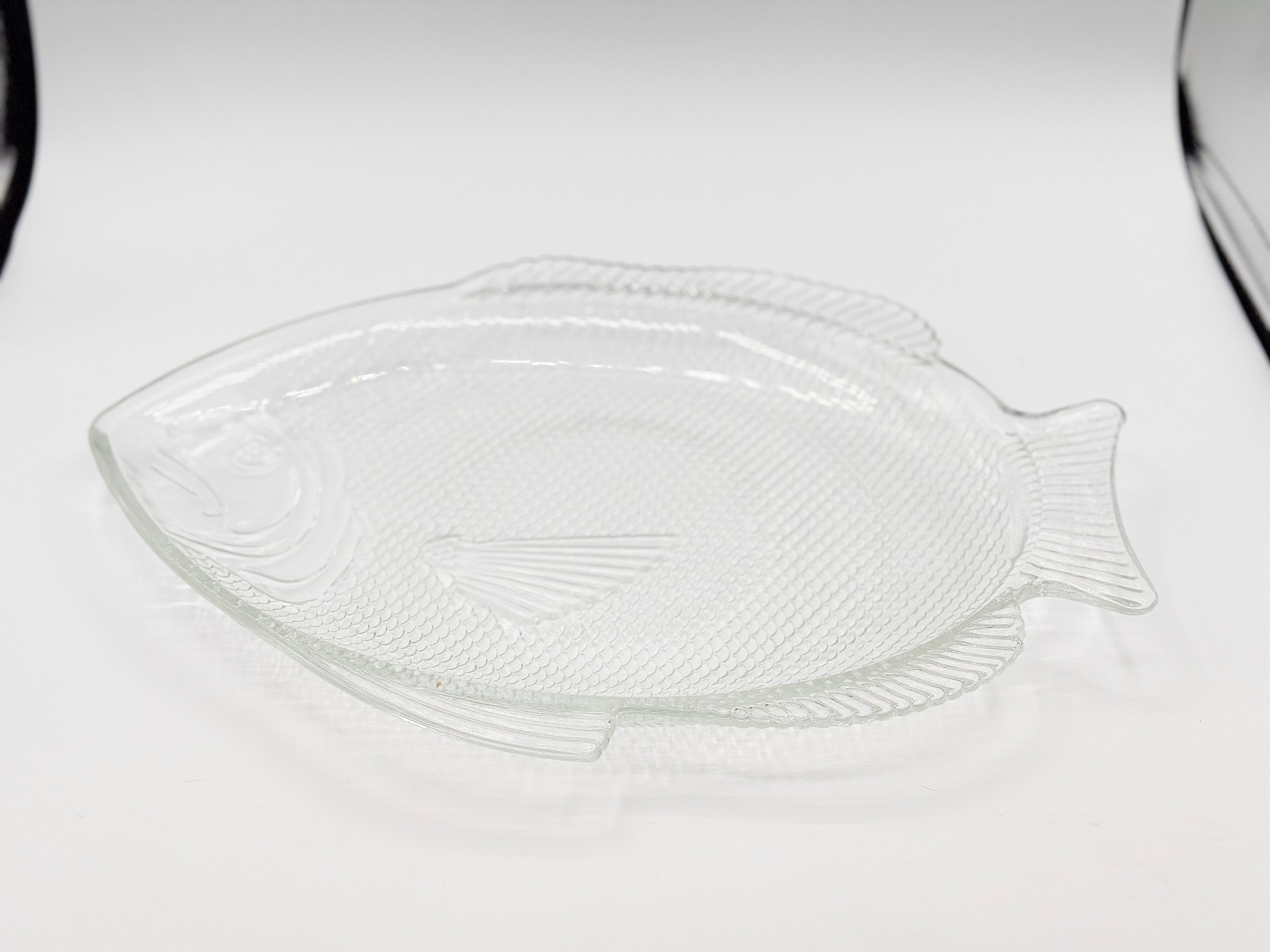 Vintage Large Glass Fish Platter, Vintage Fish Serving Dish for Seafood ...