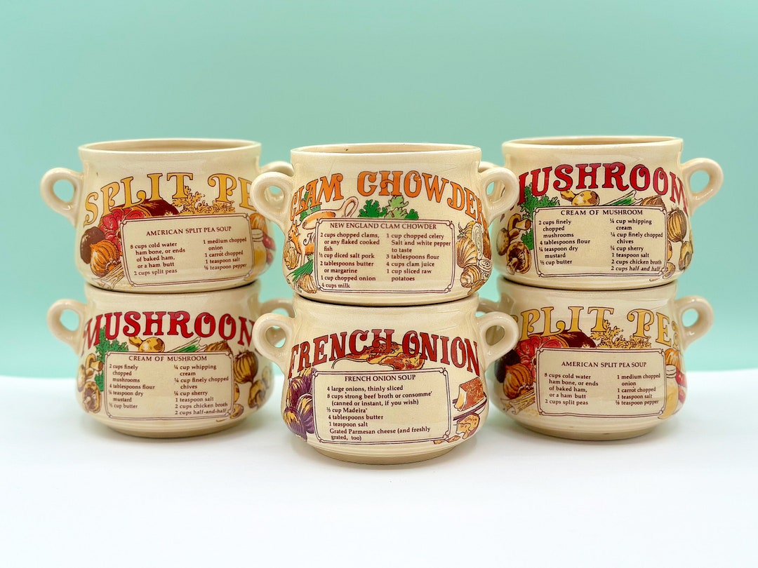 Vintage Soup Mugs, Soup Bowl Recipe With Handles, Mushroom, Clam ...