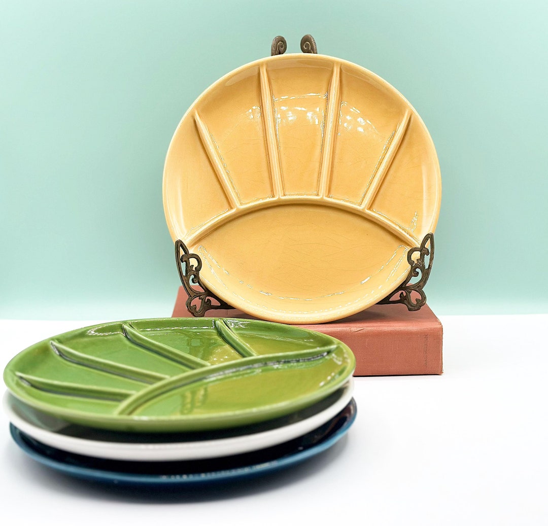 Vintage 1970s Set of 4 Glazed Ceramic Fondue Appetizer Funky Plates ...