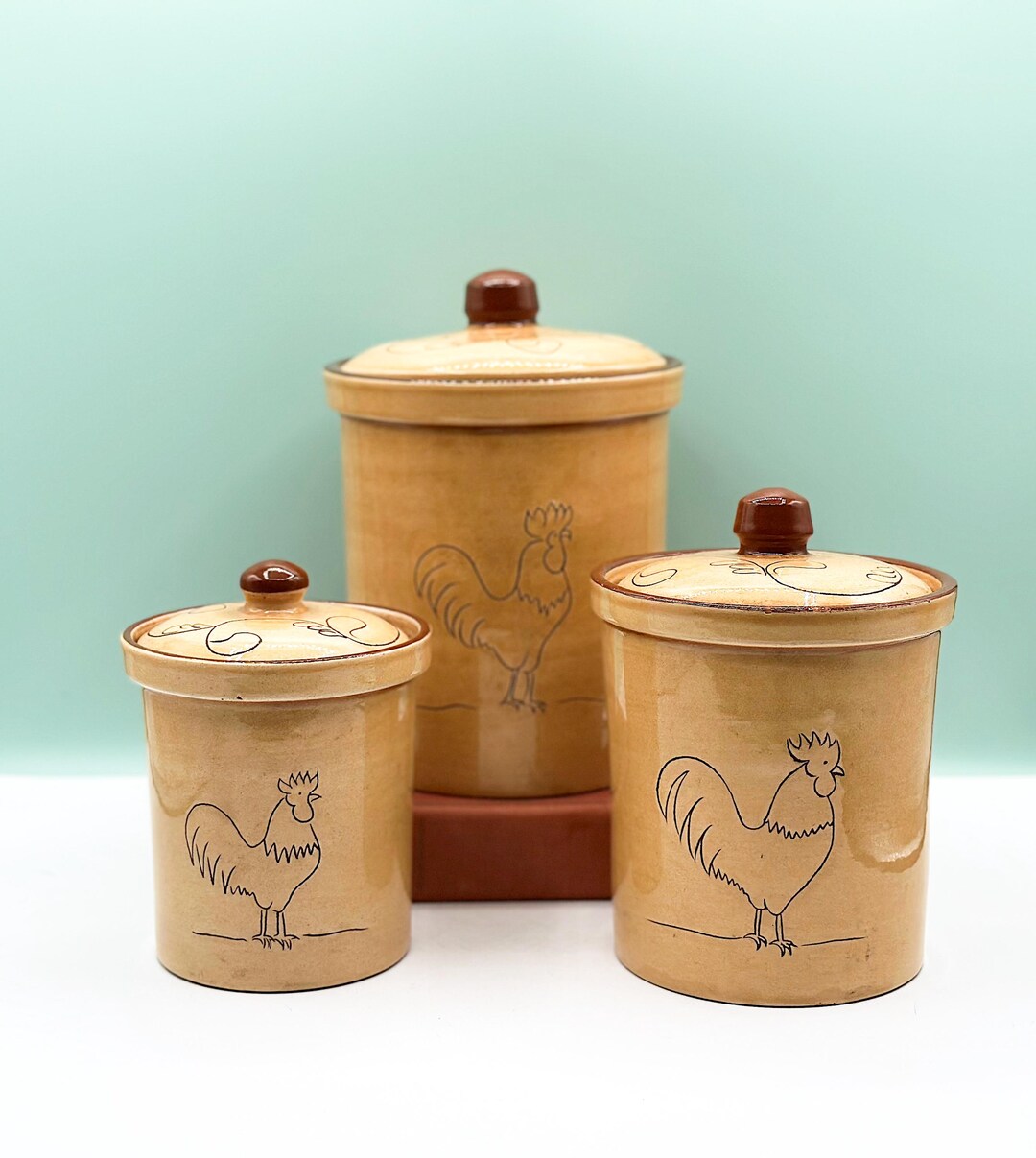 Vintage Set of 3 Rooster Canisters for Kitchen, Cottage Core Inspired ...