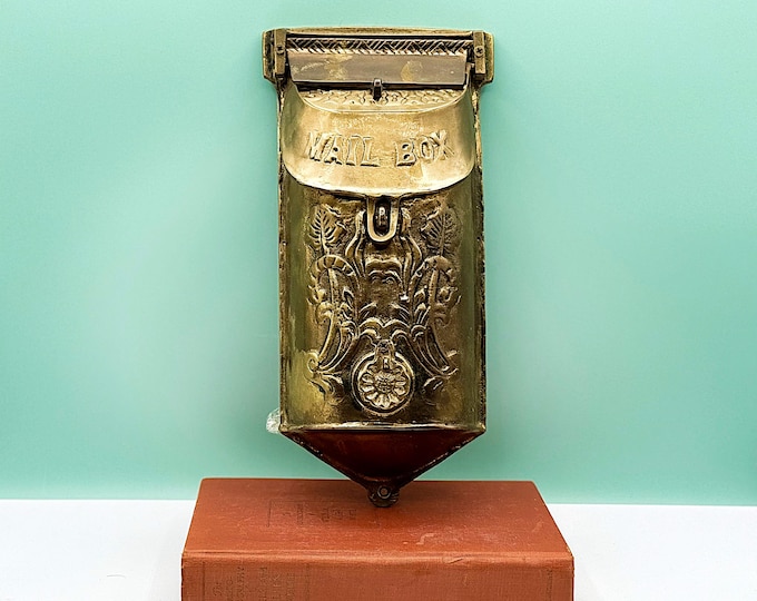 Vintage Ornate Solid Brass Mailbox, Wall Mounted Letter Box Mail Holder ...