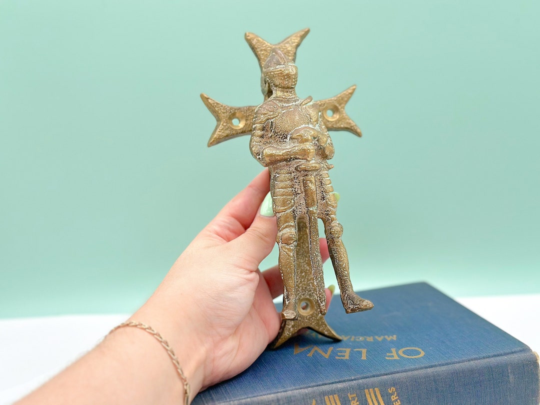 Vintage Large Solid Brass Knight Door Knocker, Unique Brass Decor, Door ...