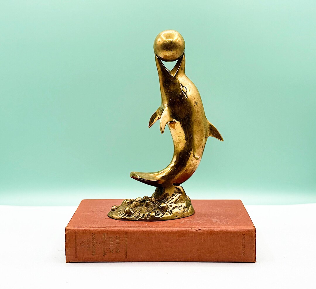Vintage Solid Brass Dolphin Statue Figurine, Unique Brass Animal ...