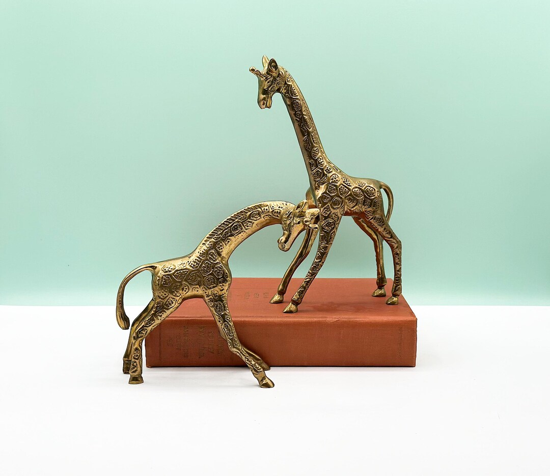 Vintage Solid Brass Pair of Giraffes, Brass Animals, Brass Giraffe ...