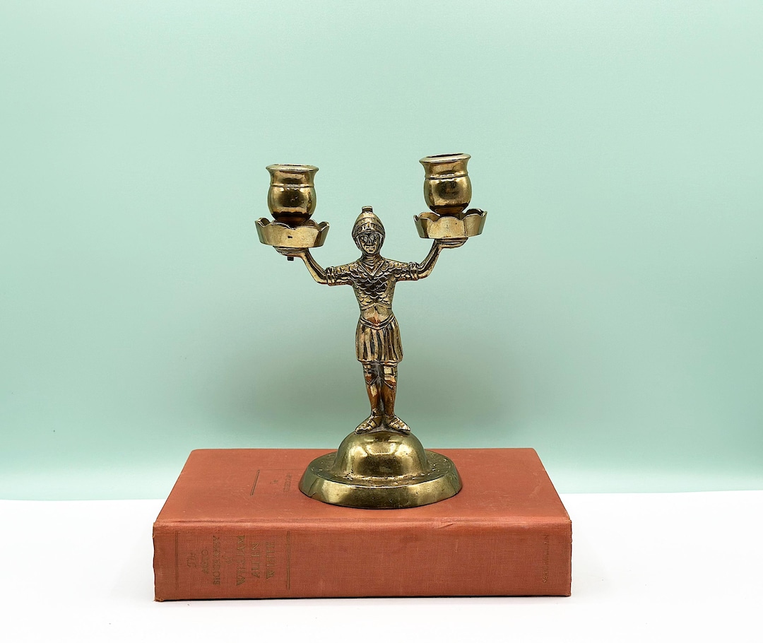 Vintage Solid Brass Roman Soldier Legionaire Brass Candlestick, Vintage ...