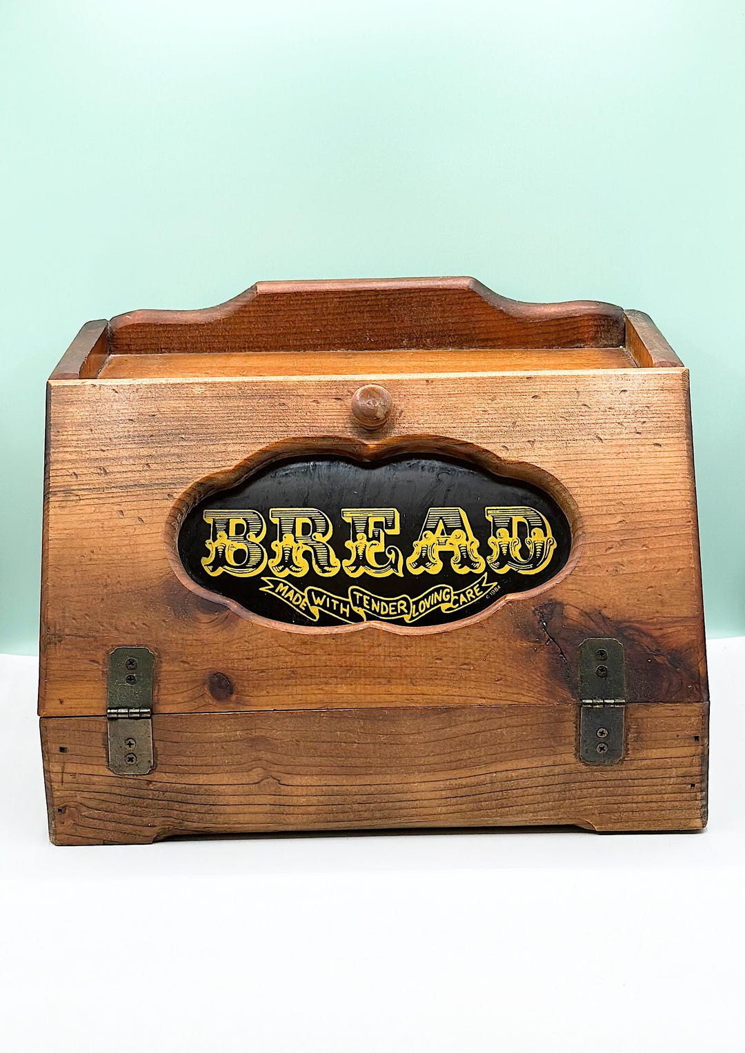 Vintage Bread Box, Solid Wood With Glass Window Bread Storage Box ...
