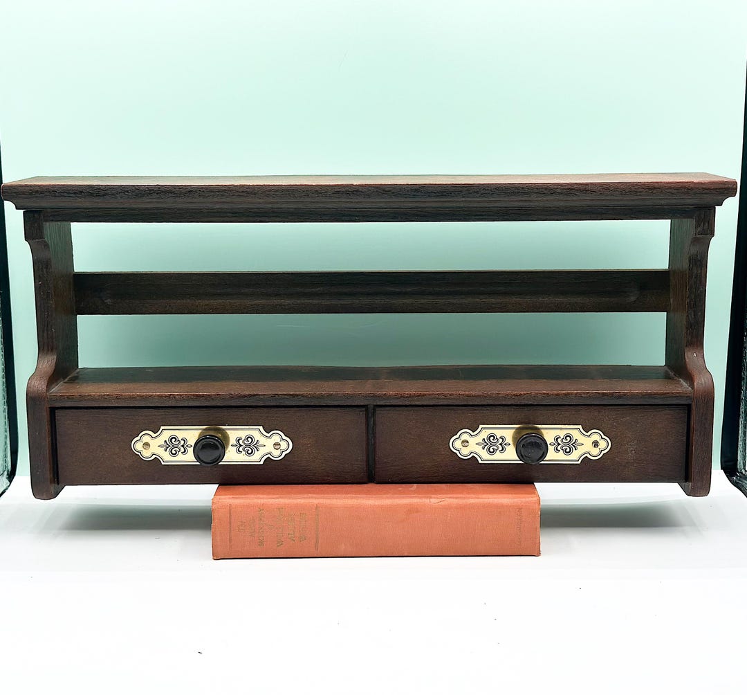 Vintage Rustic Spice Rack, Vintage Spice Shelf Cabinet, Classic Wood ...