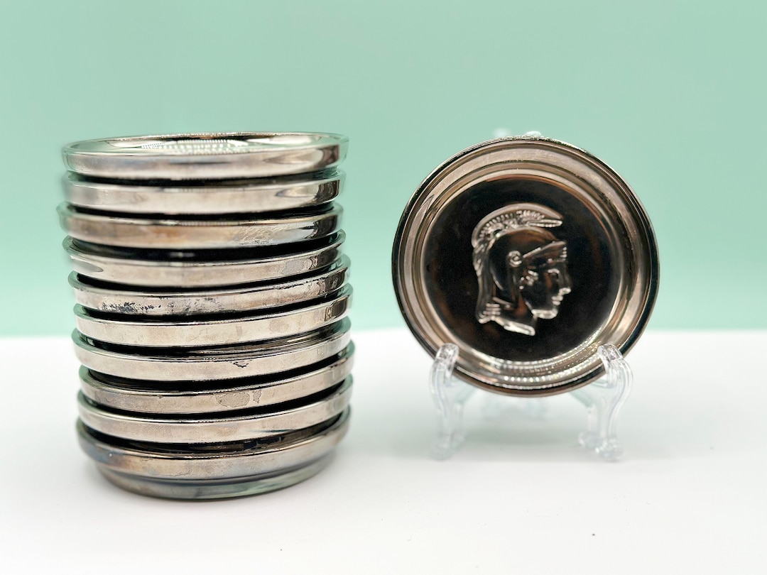 Vintage Lot of Roman Coasters Mercury Glass, Unique Coasters Catch All ...