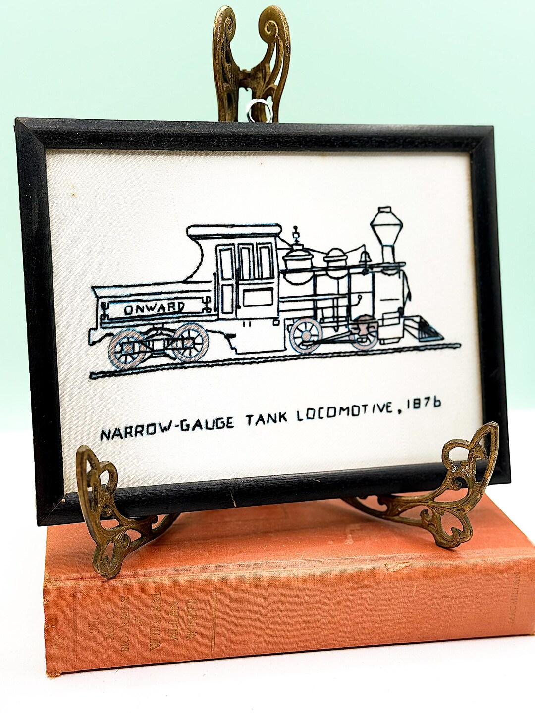Vintage 1876 Narrow-gauge Tank Locomotive Framed Needlepoint, Steam ...