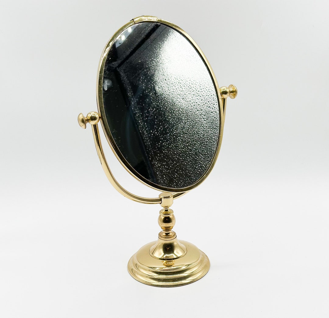 Vintage Solid Brass Bathroom Counter Top Mirror, Vanity Mirror ...