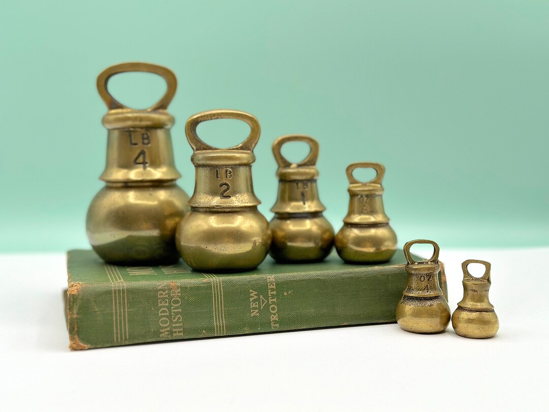 Vintage Solid Brass Kitchen Weights, Set of 6, Unique Rare Brass - Etsy