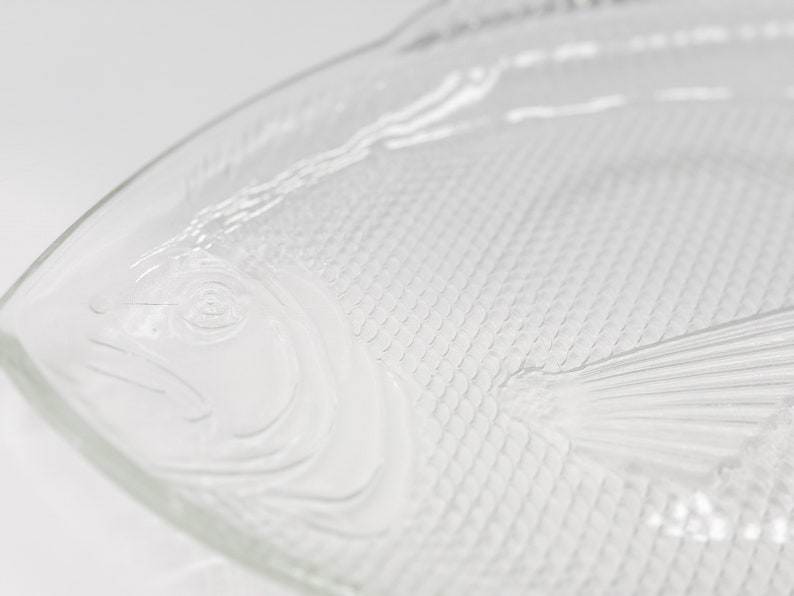 Vintage Large Glass Fish Platter, Vintage Fish Serving Dish for Seafood ...