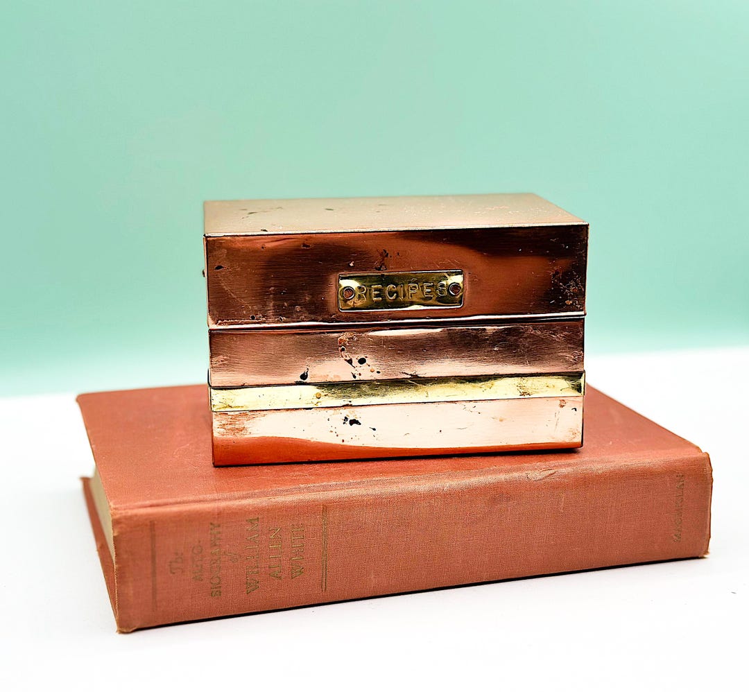 Vintage Copper Recipes Box, Vintage Recipe Box, French Country ...