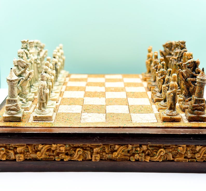 Vintage Aztec Mayan Chess Set, Stone Chess Set With Handmade Unique ...