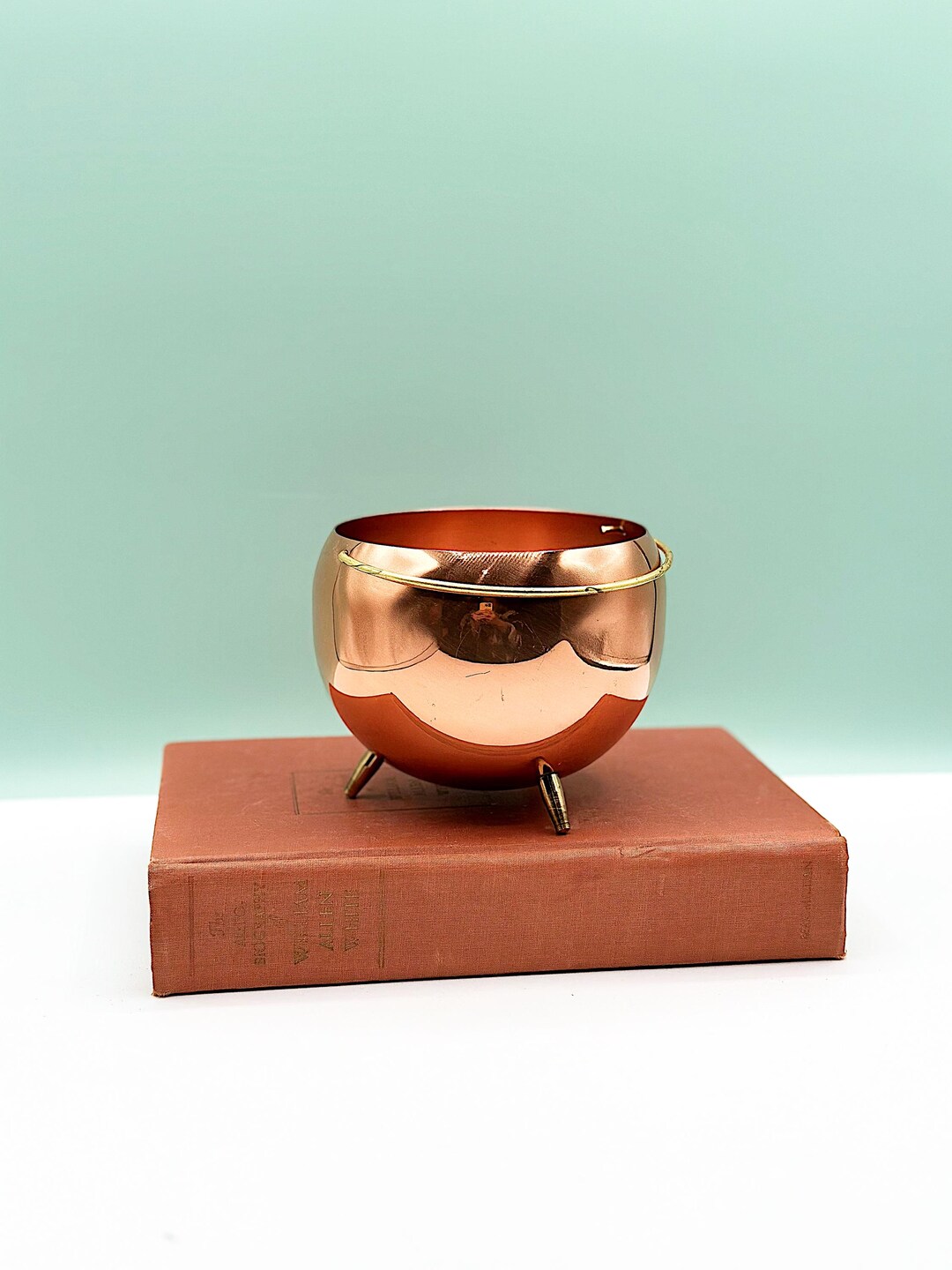 Vintage Copper Plant Pot, Copper Footed Planter With Handle, Copper ...