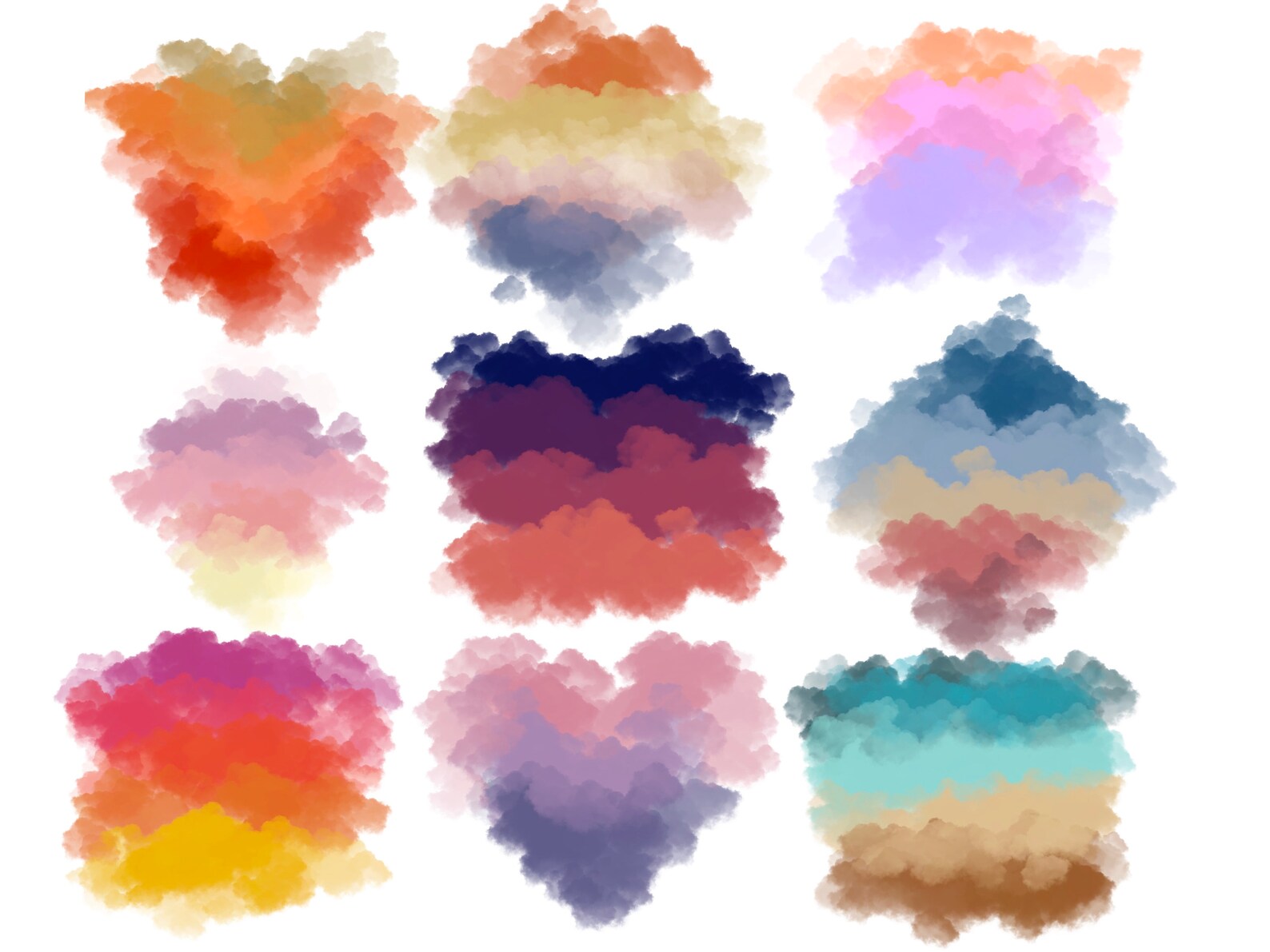 Pastel Watercolor Clipart, Paint Strokes, Overlay Clipart, PNG ...