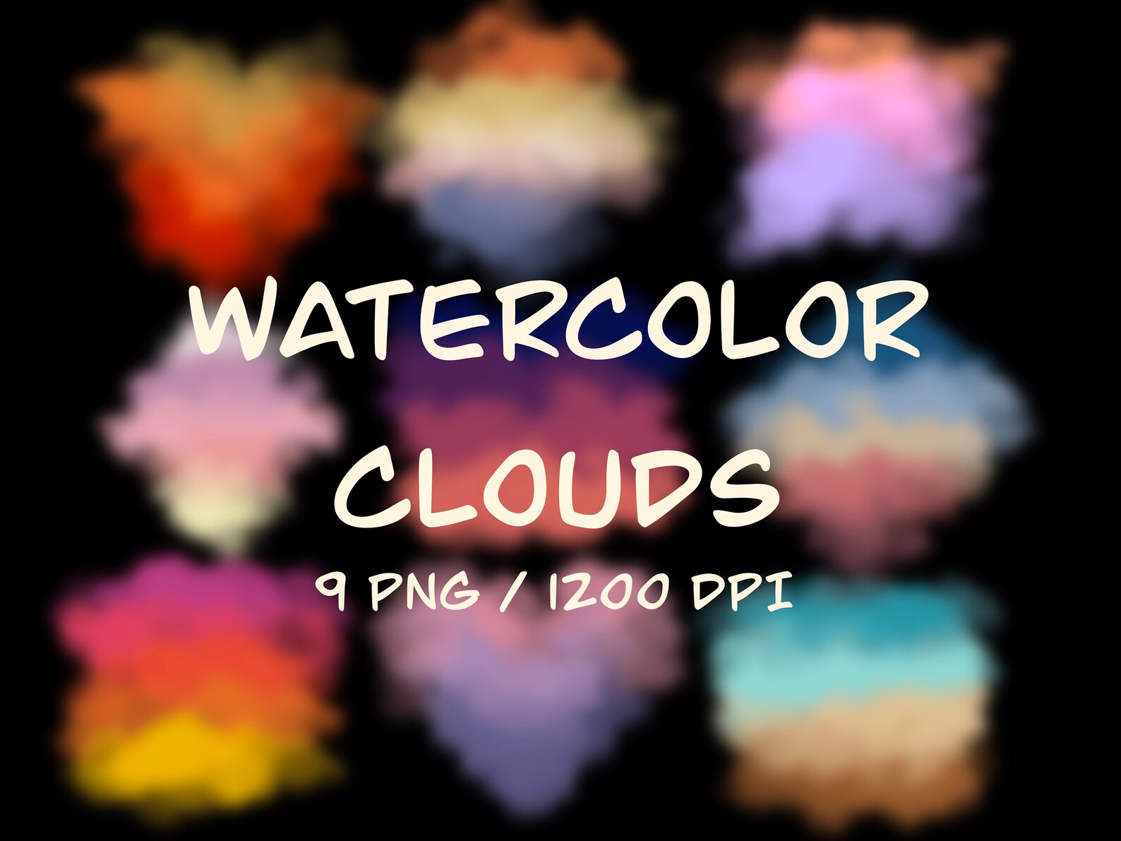 Pastel Watercolor Clipart, Paint Strokes, Overlay Clipart, PNG ...