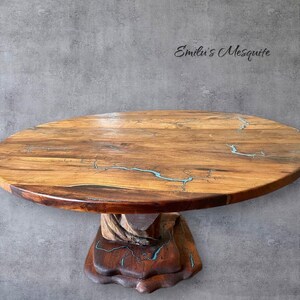Mesquite Dining Table With Turquoise Inlays - Etsy