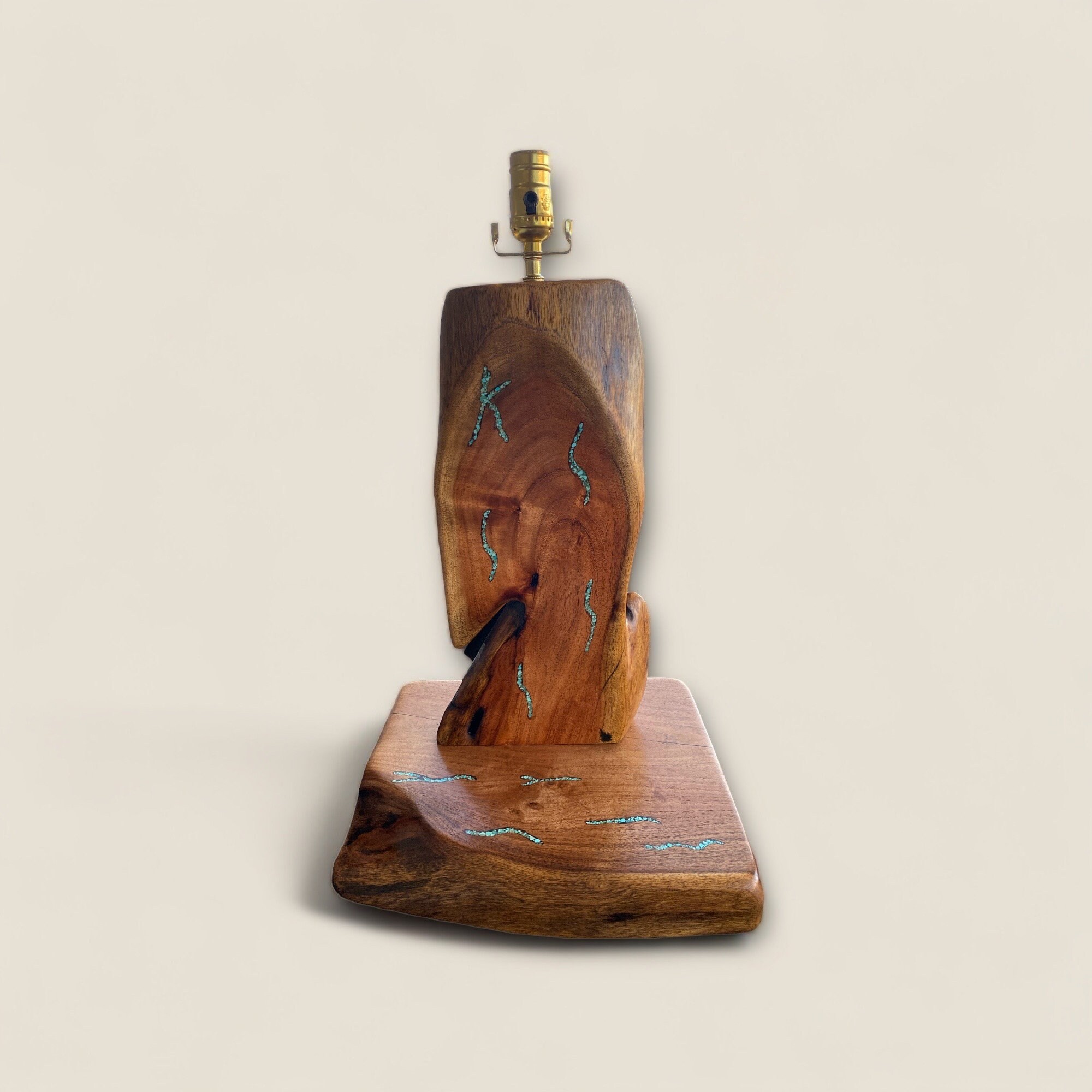 Mesquite Table Lamp With Turquoise Inlay - Etsy