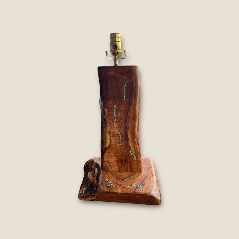Mesquite Table Lamp With Turquoise Inlay - Etsy