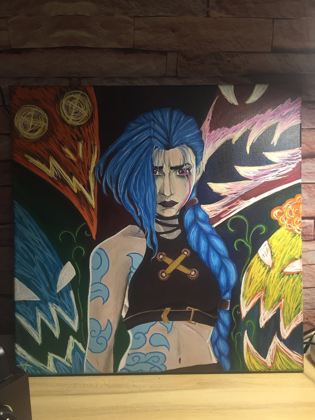 Jinx Arcane Original Handpainted Canvas With Acrylics and Glowing ...
