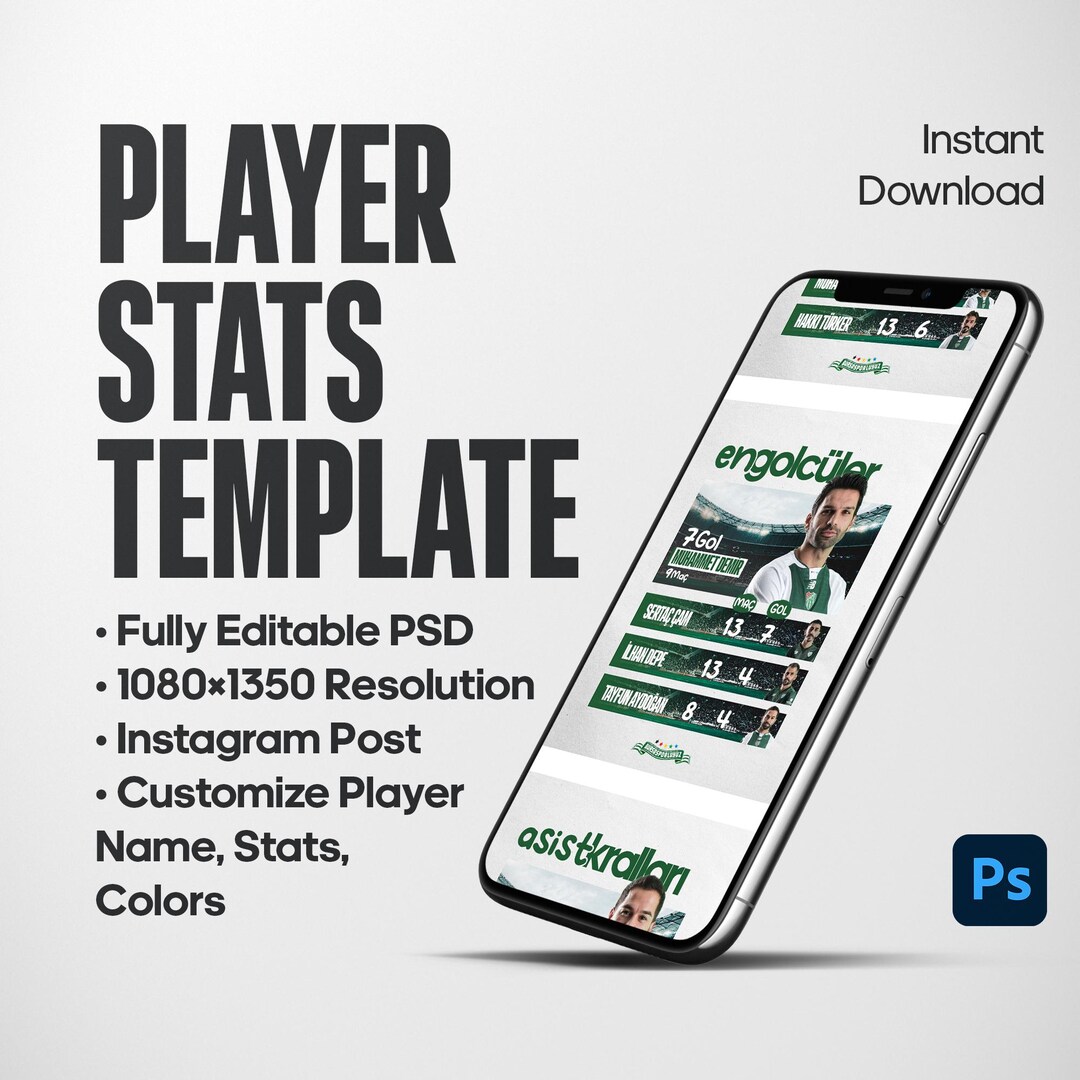Editable Football Stats Template | Instagram Post PSD | Sports Design ...