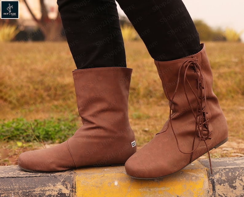 Renaissance Medieval Pirate Boots, Ren Faire Viking Larp Goth Boots ...