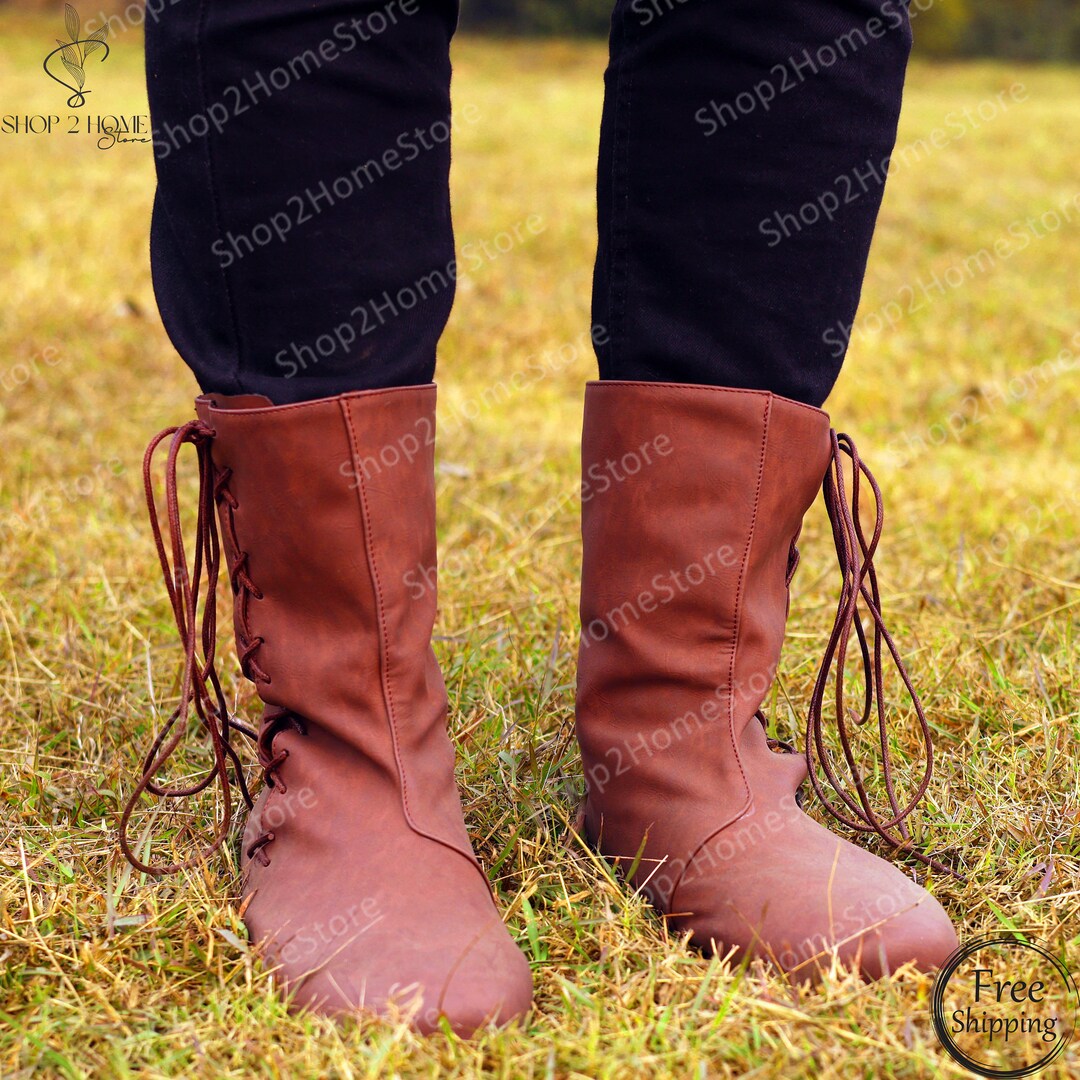 Renaissance Medieval Pirate Boots, Ren Faire Viking Larp Goth Boots ...