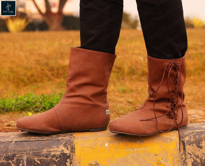 Renaissance Medieval Pirate Boots, Ren Faire Viking Larp Goth Boots ...