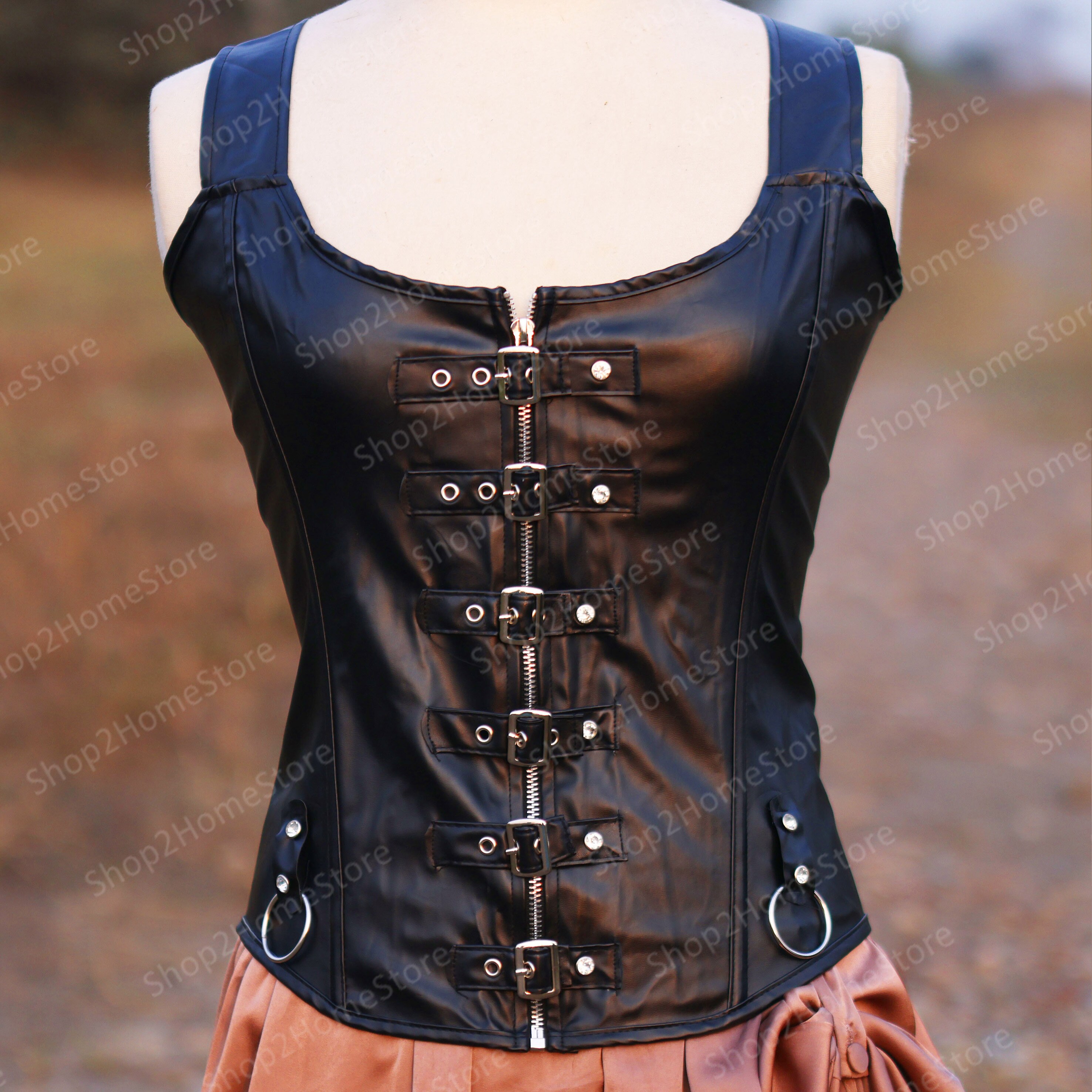 Renaissance Medieval Viking Black Corset, Steampunk PU Leather Gothic ...