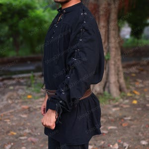 Renaissance Viking Mens Tunic, Ren Faire Medieval Larp Black Tunic ...