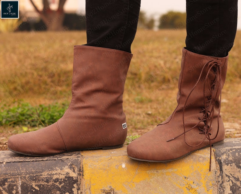 Renaissance Medieval Pirate Boots, Ren Faire Viking Larp Goth Boots ...