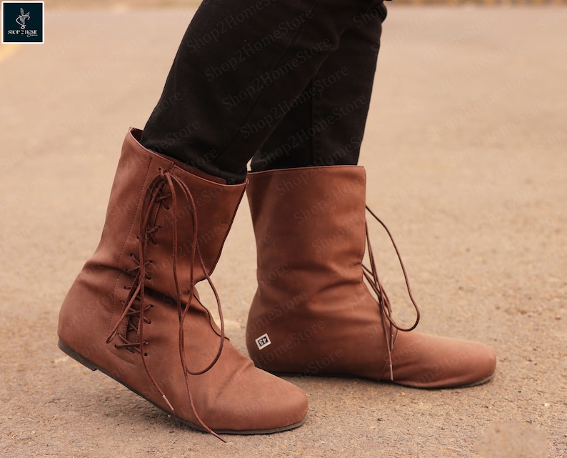 Renaissance Medieval Pirate Boots, Ren Faire Viking Larp Goth Boots ...