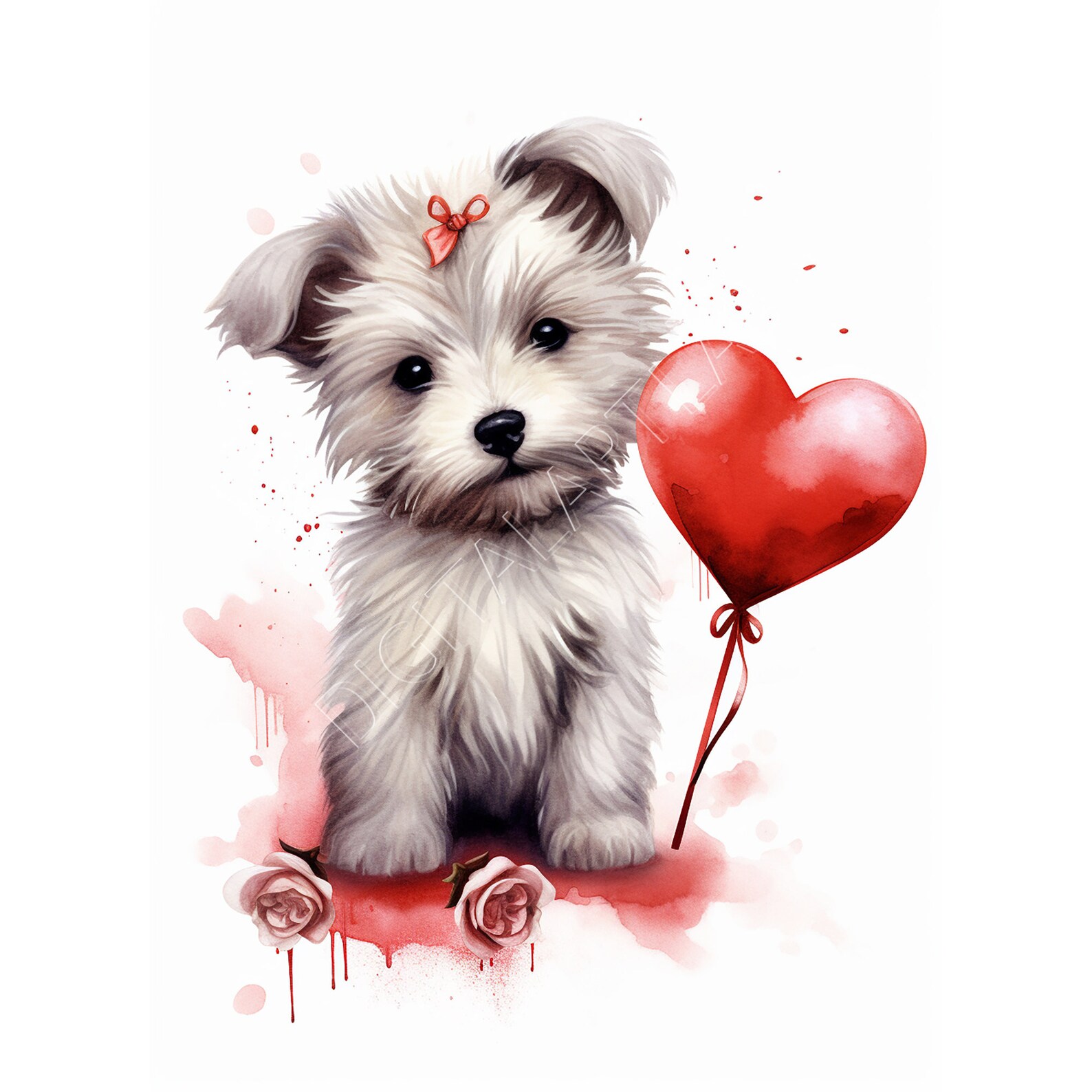 10 Romantic Puppy Dog Clipart, Animal Prints, Puppy Dog Digital Clipart ...