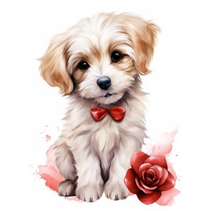 10 Romantic Puppy Dog Clipart, Animal Prints, Puppy Dog Digital Clipart ...