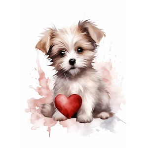 10 Romantic Puppy Dog Clipart, Animal Prints, Puppy Dog Digital Clipart ...