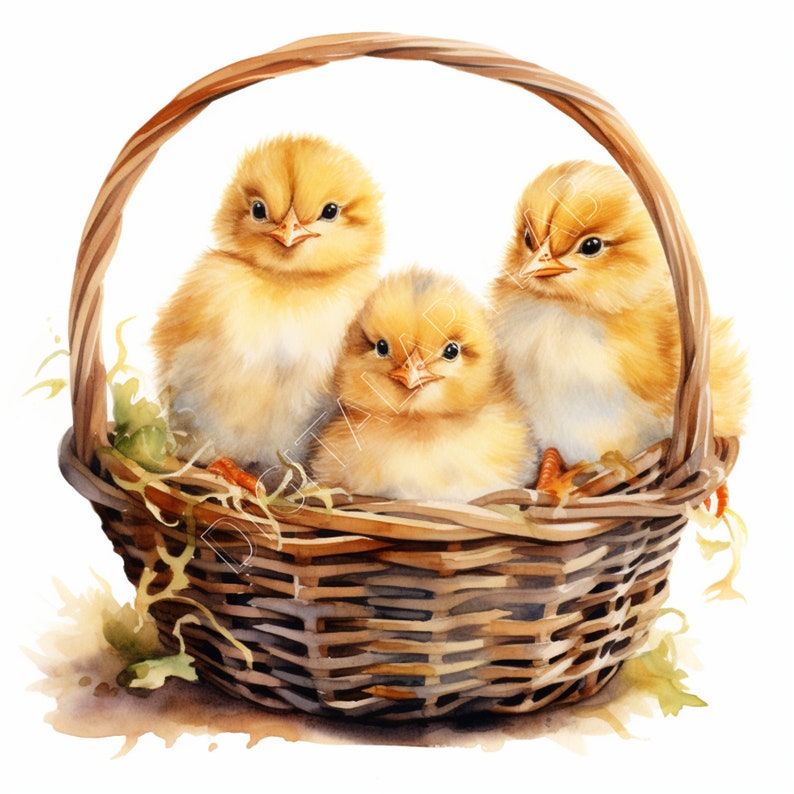 Easter Chicks Clipart, Animal Prints, Digital Clipart, Watercolor ...