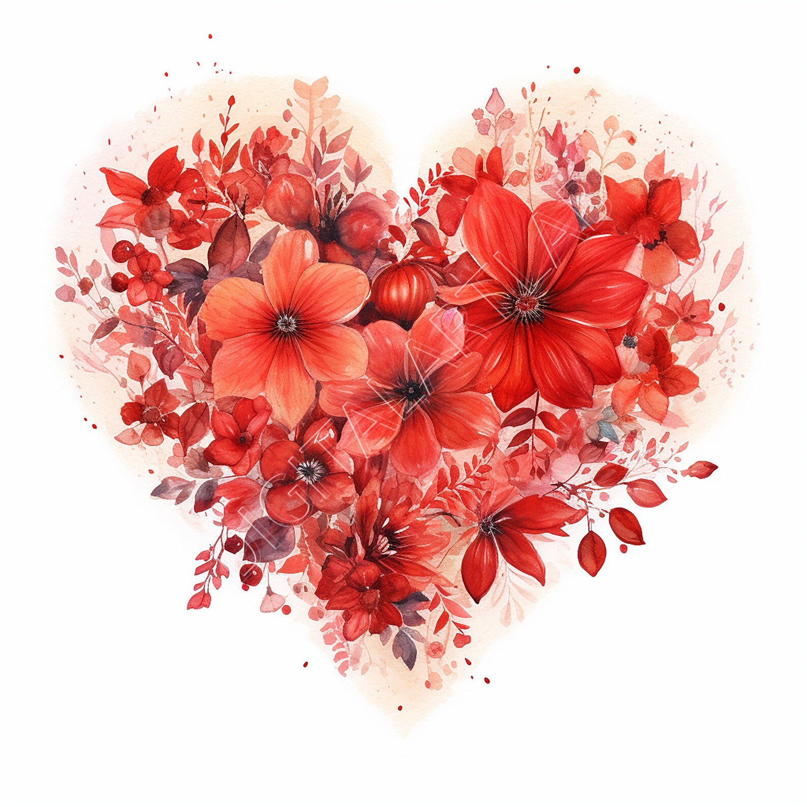 12 Watercolor Heart Clipart, Valentine's Day Clipart, Romantic Hearts ...