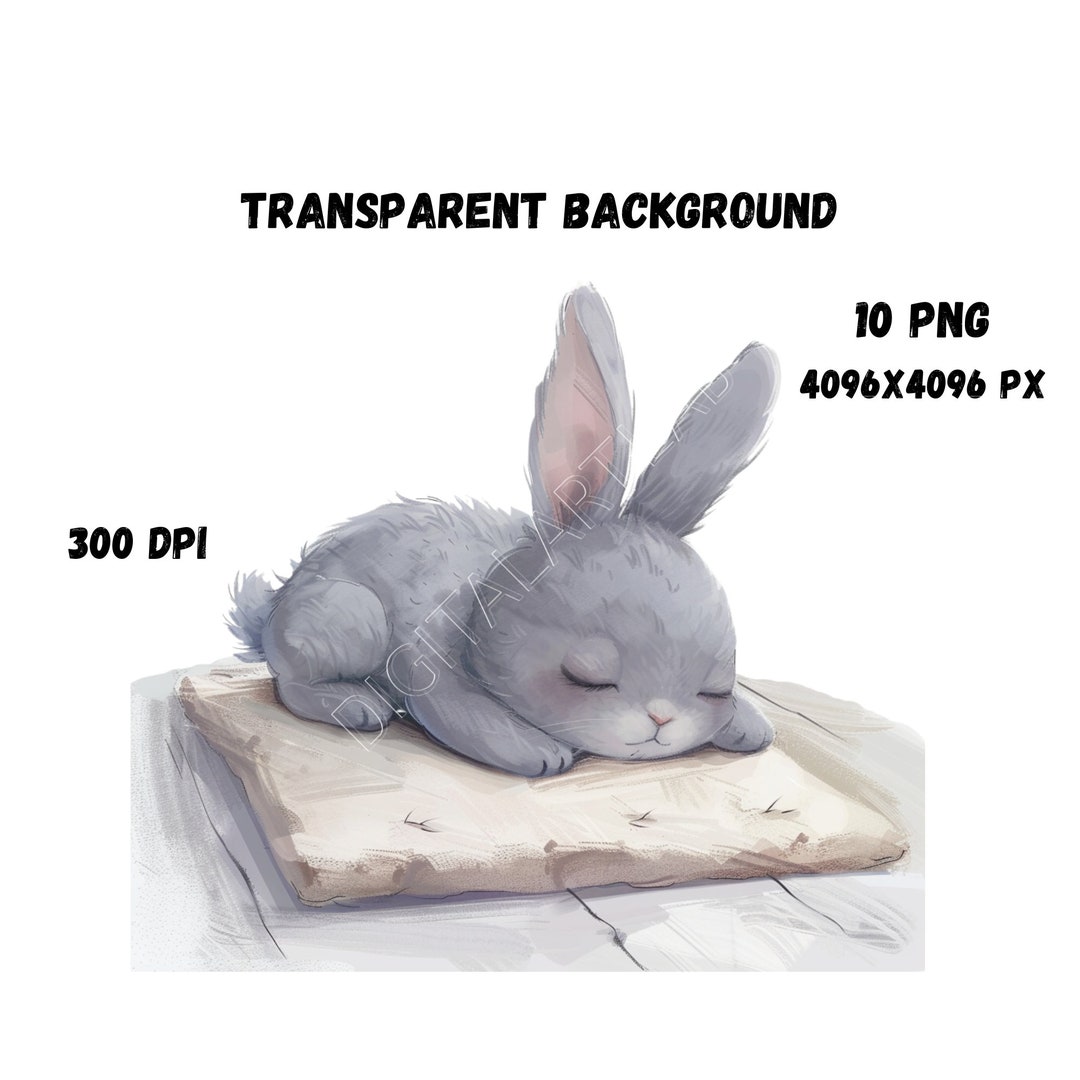 Baby Bunny Sleeping, Animal Prints, Digital Clipart, Spring Clipart ...