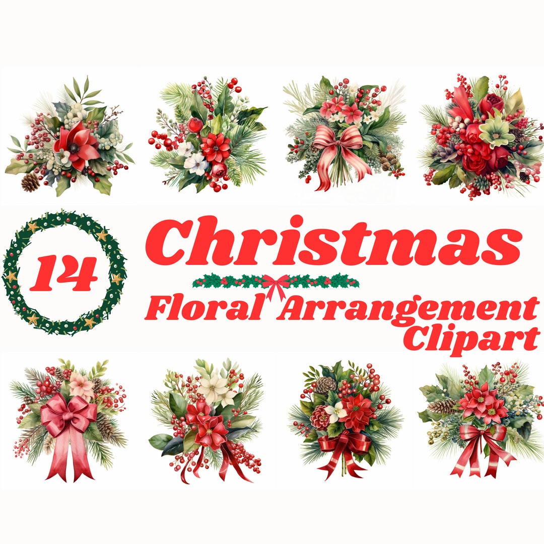 Noel Floral Centerpiece, Christmas Clipart, Festive Season Clipart ...