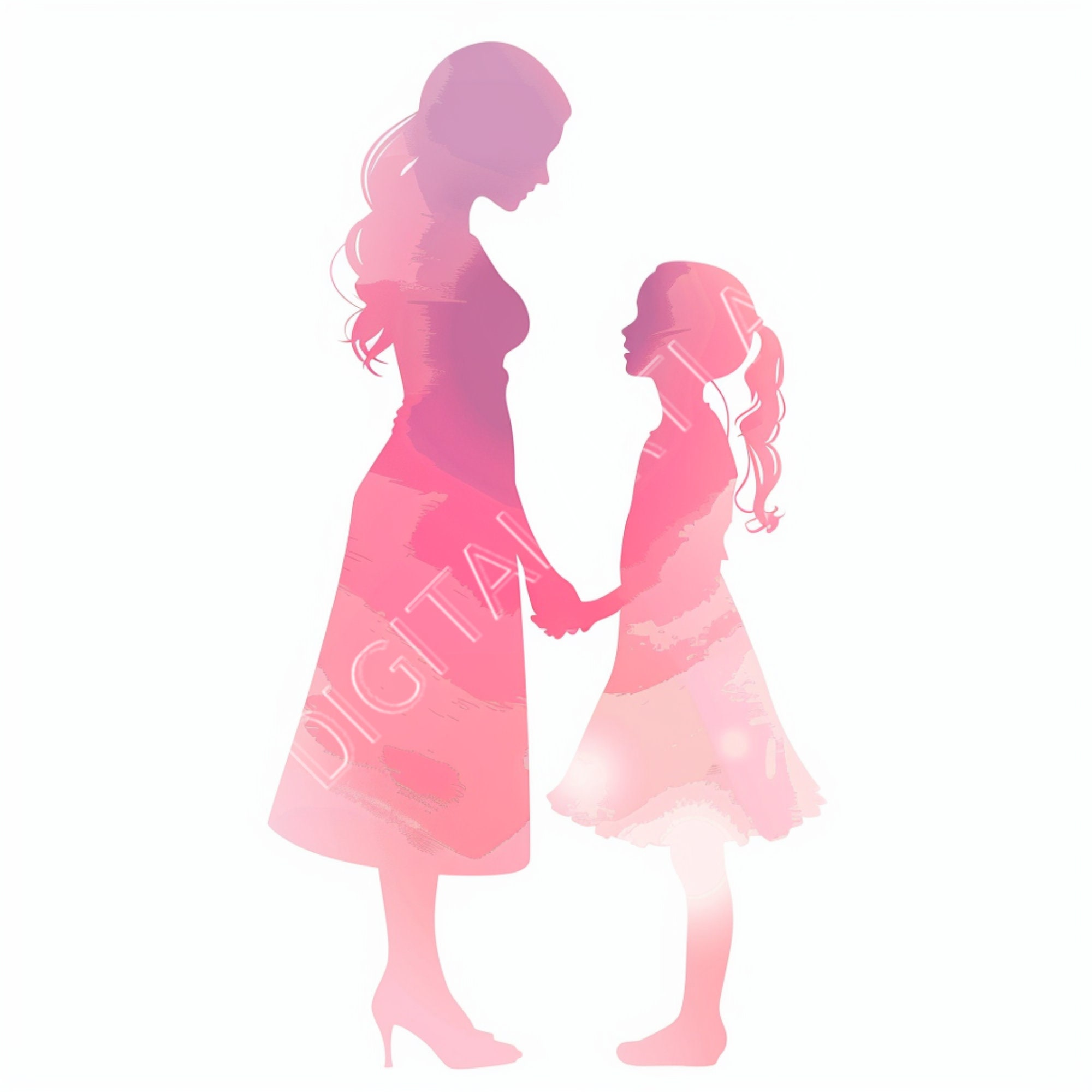 Mother and Daughter Clipart, Mother's Day Clipart, Printable Mothers ...