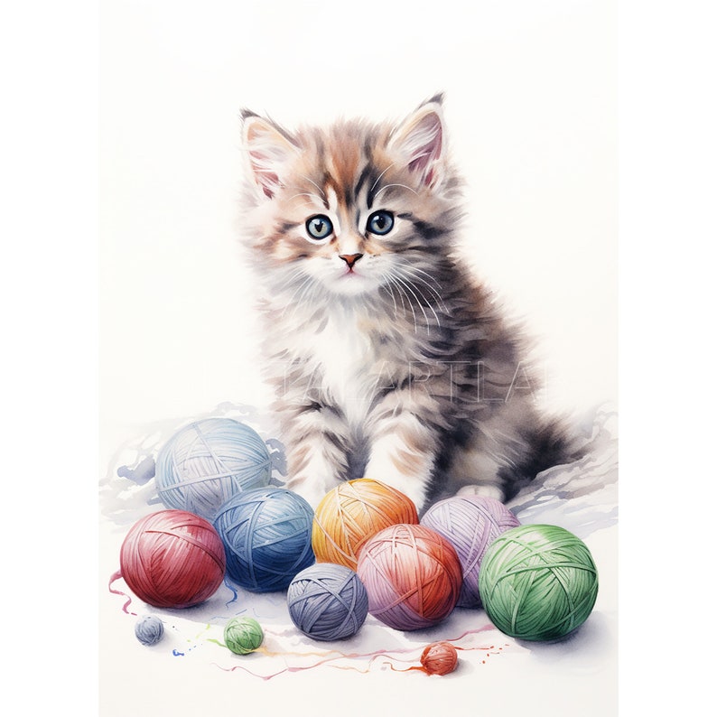 10 Cute Kitten Clipart, Lovely Cats, Animal Prints, Digital Clipart ...