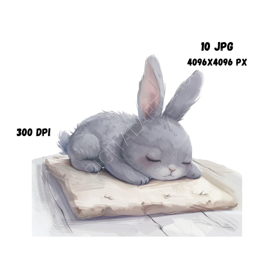Baby Sleeping Bunny, Animal Prints, Digital Clipart, Spring Clipart ...